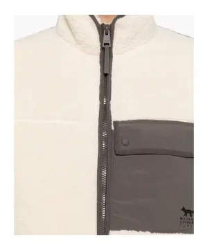 Maison Kitsuné Long Sleeve Sherpa Jacket With Contrast Pocket