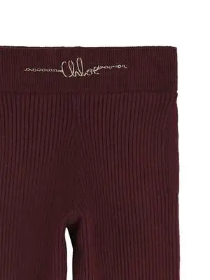 Chloé Ribbed-knit Chain-detail Cotton Trousers