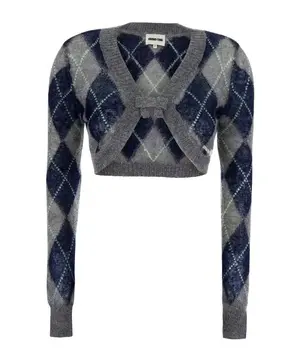 SHUSHU/TONG Long-sleeve Open-front Knit Cardigan - Grey