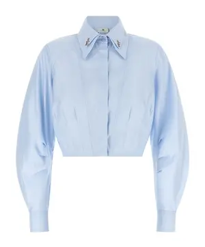 Elisabetta Franchi Cropped Shirt - Light Blue