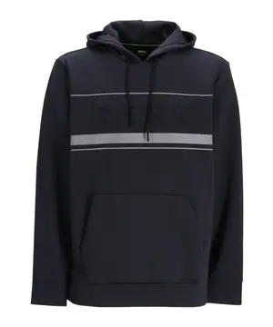 Hugo Boss Logo-band Hooded Sweatshirt - Blue