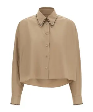 Fabiana Filippi Long-sleeve Shirt With Snap Closures - Beige