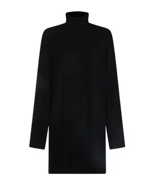 THOM KROM High-neck Long-sleeve Knitted Mini Dress - Black