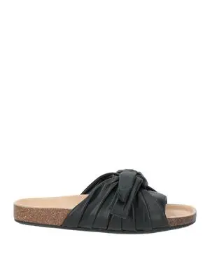 JW Anderson Lambskin Bow Detail Slide Sandals - Black