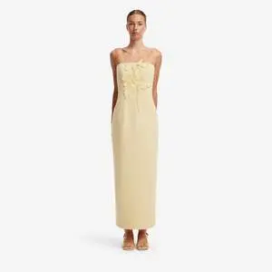 LEO LIN Rayna Appliqué Tweed Maxi Dress - Dusty Yellow