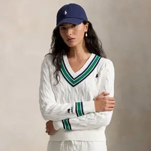 Ralph Lauren Us Open Cotton Cricket Sweater - Ceramic White Multi