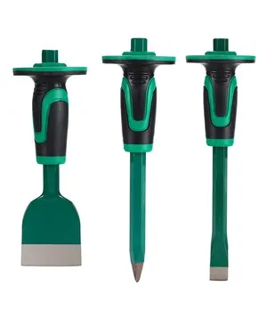 XDOVET Masonry Chisel Set Point Flat Hand Protector Demolition - Green