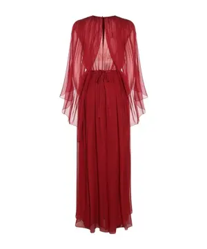 Alberta Ferretti Pleated Cape Maxi Dress