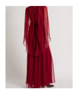 Alberta Ferretti Pleated Cape Maxi Dress