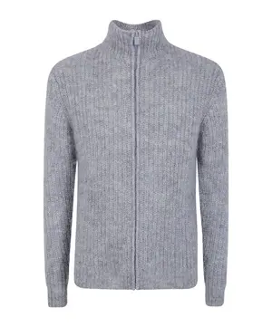Aspesi Long-sleeved Zipped Cardigan - Light Gray