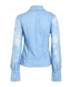 GANNI Solidcolor Lace Longsleeve Blouse
