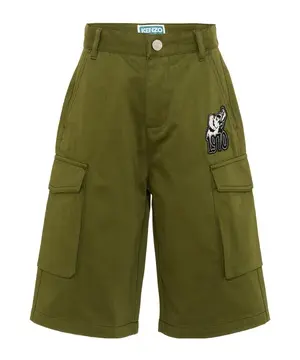 Kenzo Elephant Embroidered Cargo Shorts - Green