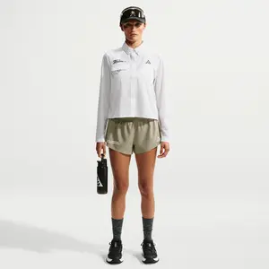 Nike Aireez Button-up Long-sleeve Graphic Trail Running Top - White