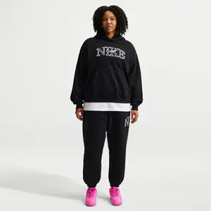 Nike Studio Fleece Medium Weight Oversized Pullover Logo Hoodie