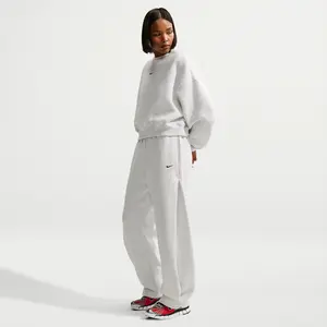Nike Studio Fleece Medium Weight Loose Pleated Snap Pants - Brown