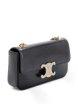 Celine Triomphe Chain Leather With Crystal Detail Small Shoulder Bag