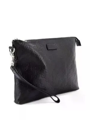 Gucci Signature Soft Wristlet Guccissima Leather Clutch Bag