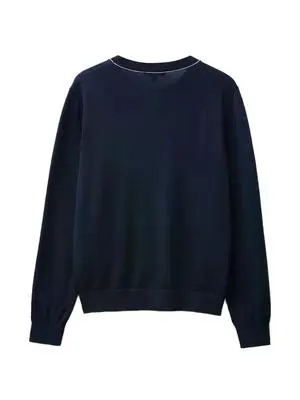 BENETTON Contrast-trim Crew-neck Sweater - Blue