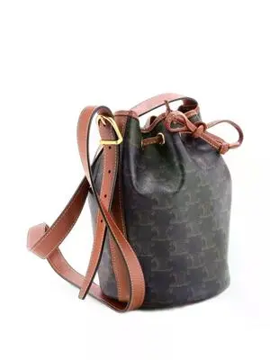 Celine Drawstring Triomphe Coated Canvas Small Bucket Bag
