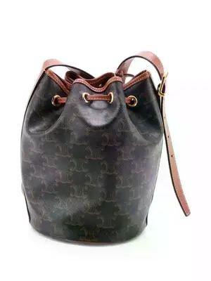 Celine Drawstring Triomphe Coated Canvas Small Bucket Bag