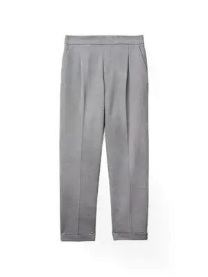 BENETTON Pleated Cropped Trousers - Grey