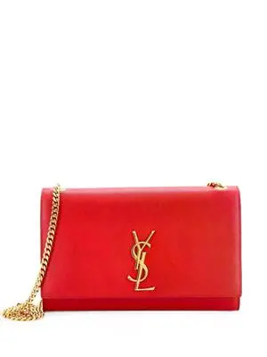 Saint Laurent Classic Monogram Grainy Leather Medium Crossbody Bag - Red
