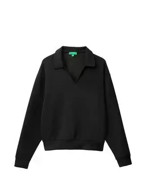 BENETTON V-neck Polo Shirt - Black