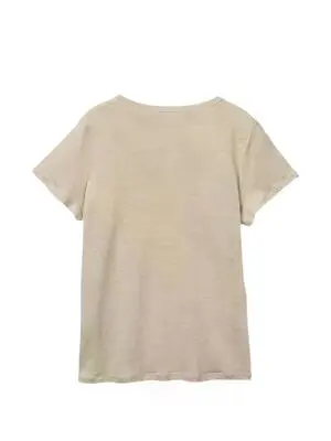 BENETTON Beige Marl Effect Scoop Neck T-shirt