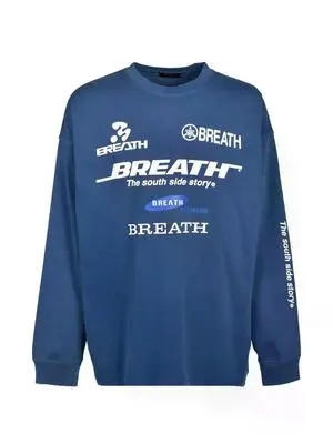 BREATH Graphic-print Long-sleeve T-shirt - Blue