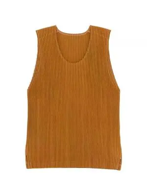 Issey Miyake Pleated Vest Top - Brown