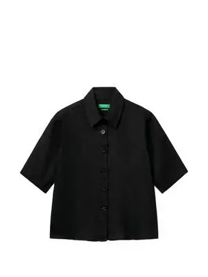 BENETTON Short-sleeve Boxy-fit Shirt - Black