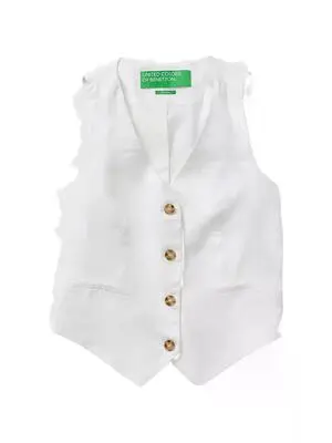 BENETTON V-neck Linen Waistcoat - White