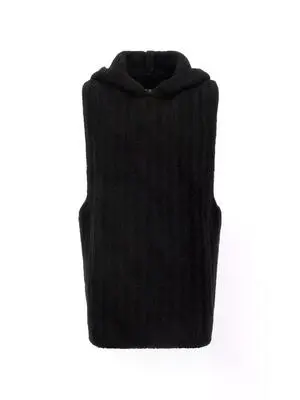 Rick Owens Ribbed Hooded Tank Top - Black