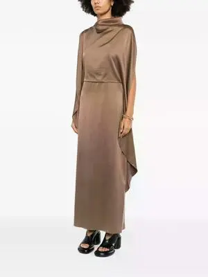 RUOHAN Ikra Draped Midi Dress - Brown