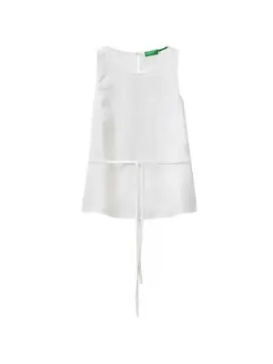 BENETTON Sleeveless Belted Tank Top - White