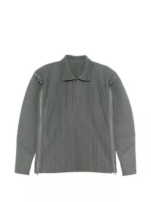 Issey Miyake Plissé-effect Zip-detail Polo Shirt - Blue