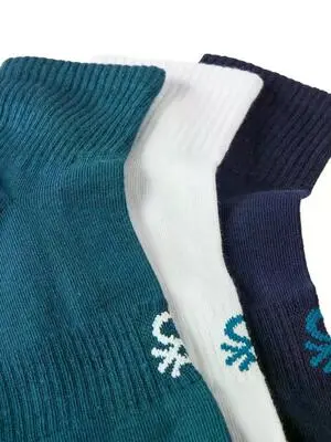 BENETTON Ribbed-knit Logo-embroidered Socks
