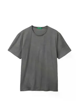 BENETTON Raw-edge Slub-texture T-shirt - Grey