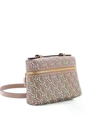 Gucci Emblem Top Handle Vanity Bag Gg Shadow Coated Canvas Small Shoulder Bag - Brown