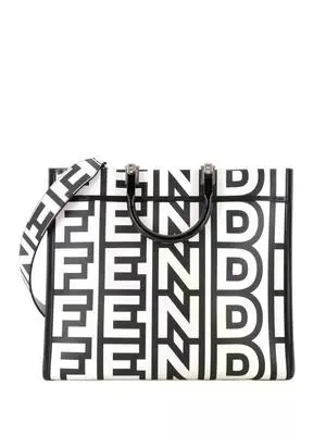 Fendi X Marc Jacobs Sunshine Shopper Printed Leather Medium Tote Bag - Black
