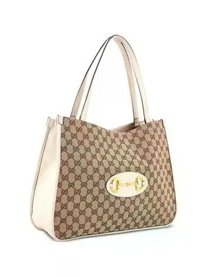 Gucci Horsebit 1955 Gg Canvas Medium Tote - Neutrals