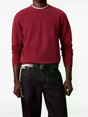 Calvin Klein Logo-embossed Crew-neck Sweatshirt - Red