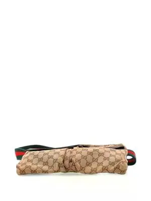 Gucci Vintage Double Gg Canvas With Leather Small Belt Bag