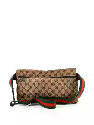 Gucci Vintage Double Gg Canvas With Leather Small Belt Bag