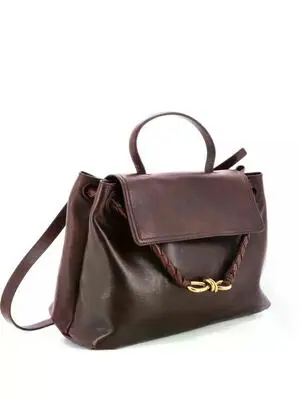 Bottega Veneta Ciao Ciao Top Handle Bag Leather With Intrecciato Detail Medium Satchel - Brown
