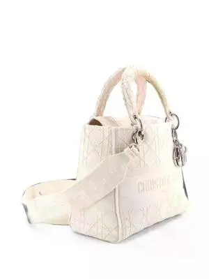 Dior Lady D-lite Bag Cannage Embroidered Canvas Medium Satchel