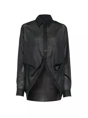 LITKOVSKA Pinstripe Draped-hem Shirt - Black