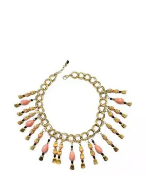 JENNIFER GIBSON JEWELLERY 1960s Egyptian Revival Droplet Bib Necklace - Gold