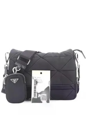 Prada Padded Flap Shoulder Bag Quilted Tessuto Crossbody Bag - Black