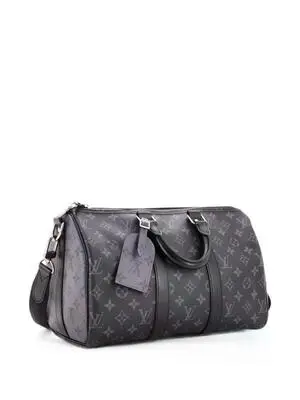 LOUIS VUITTON Keepall Bandouliere Bag Reverse Monogram Eclipse Canvas 35 Travel Bag - Black